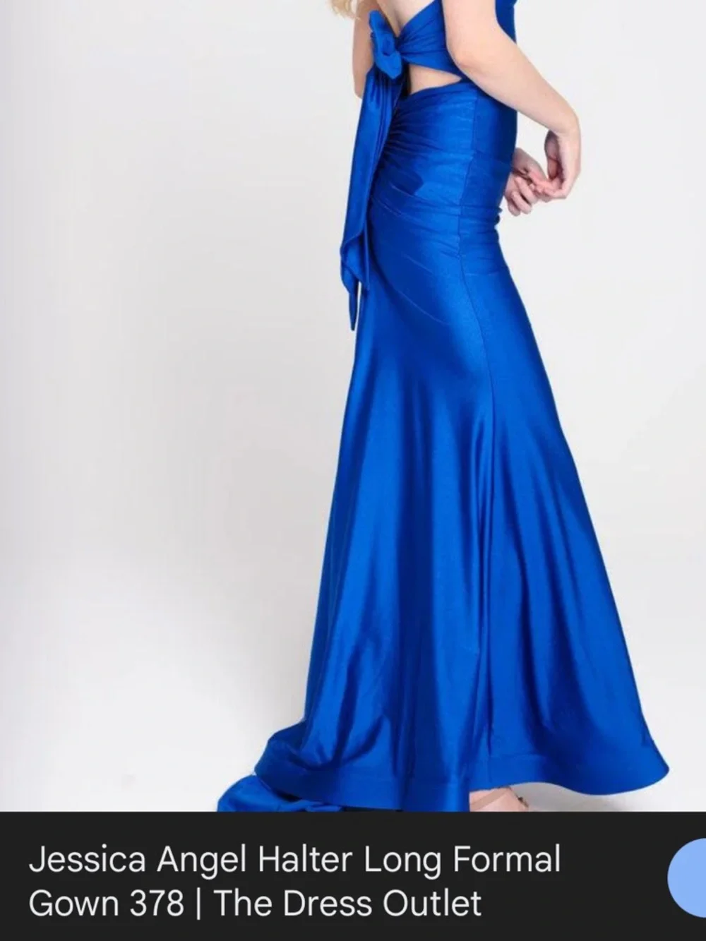 Jessica Angel | Dresses | Satin Plunge Halter Prom Gown In Royal Blue ...